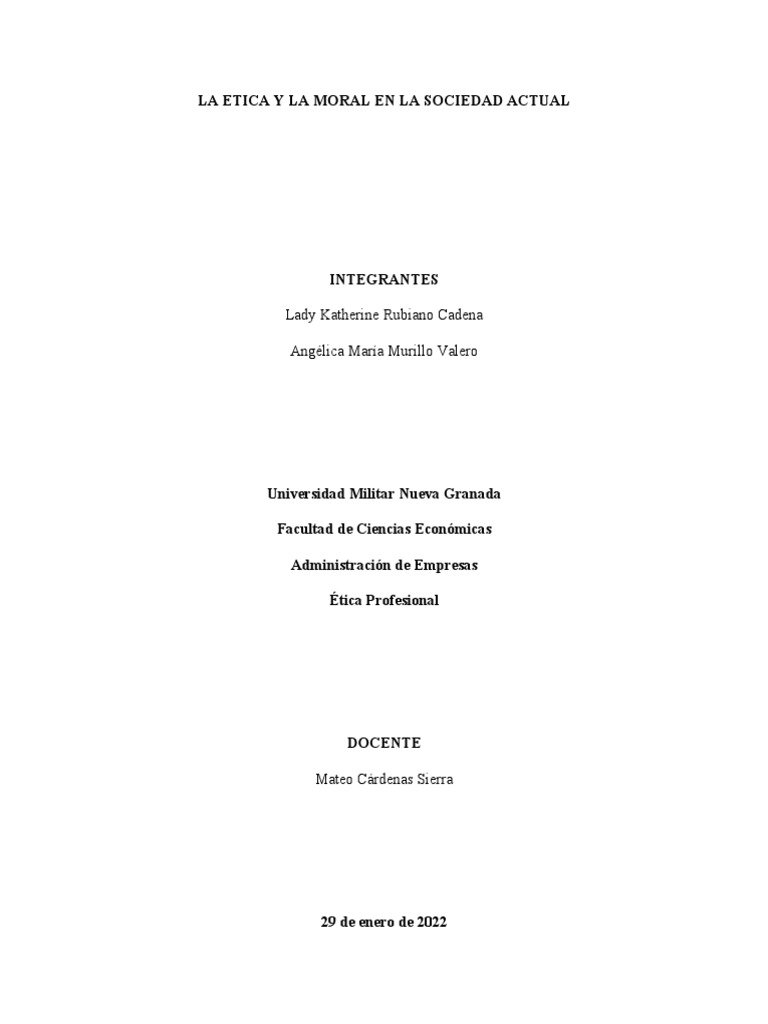 La Etica y La Moral en La Actualidad | PDF | Moralidad | Mal