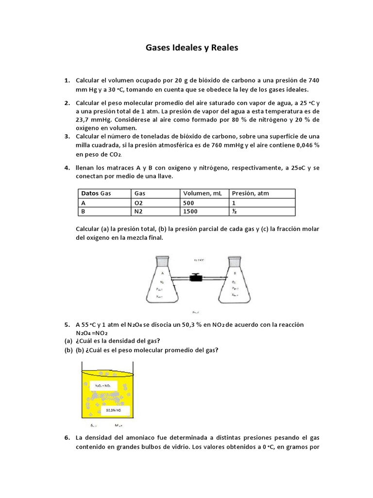 Ejercicios Gases Ideales y Reales | PDF | Gases | Atmósfera