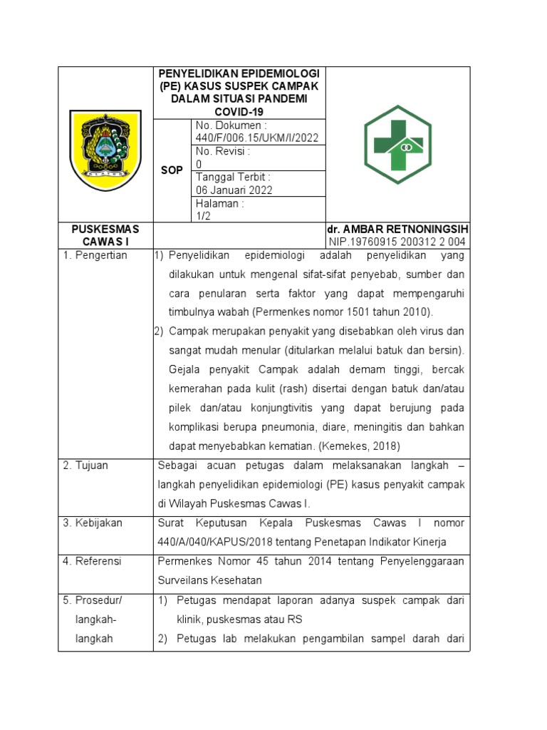 Penyelidikan Epidemiologi Campak COVID-19 | PDF