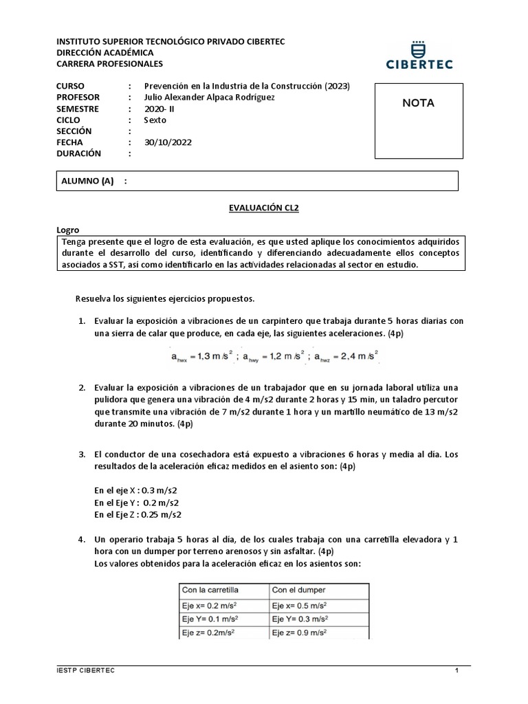 Evaluacion CL2 - AC2023 - I6KA-Prevención en La Industria de La Construcción - Julio Alpaca ...