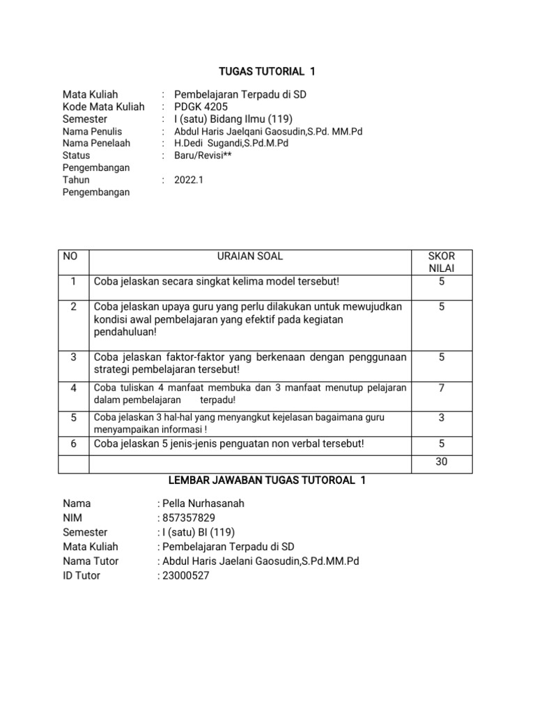 PT Pella Tugas Tutorial 1 | PDF