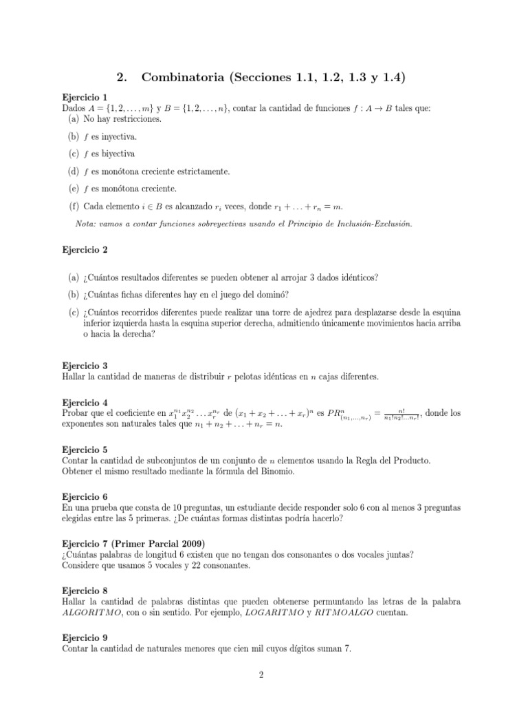 Practico 2-MD1 | PDF | Combinatoria | Matemáticas discretas