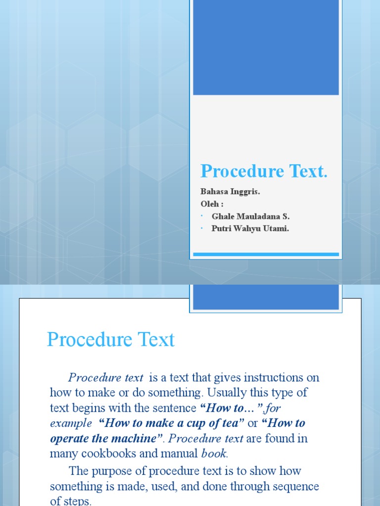 Procedure Text - Ghale M. S & Putri W. U | PDF | Verb | Linguistics