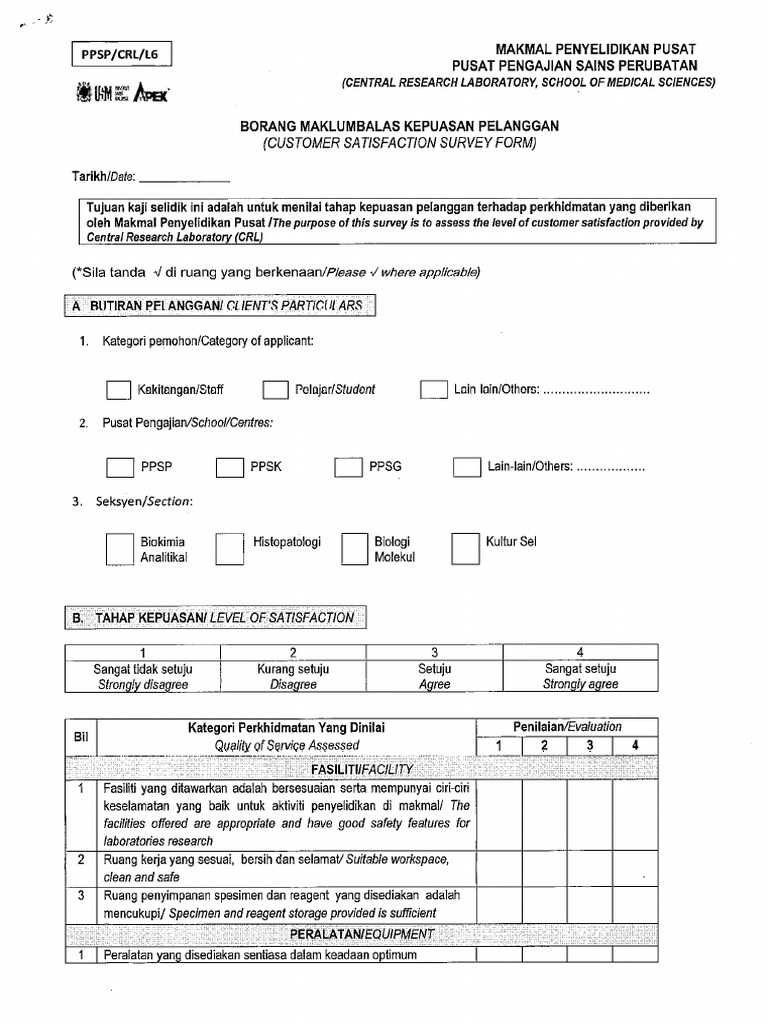 Borang Maklumbalas Kepuasan Pelanggan | PDF