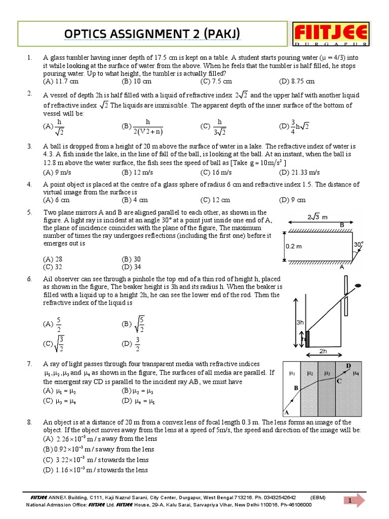 Optics Assignment 2 (Pakj) 15 | PDF | Mirror | Electromagnetic Radiation