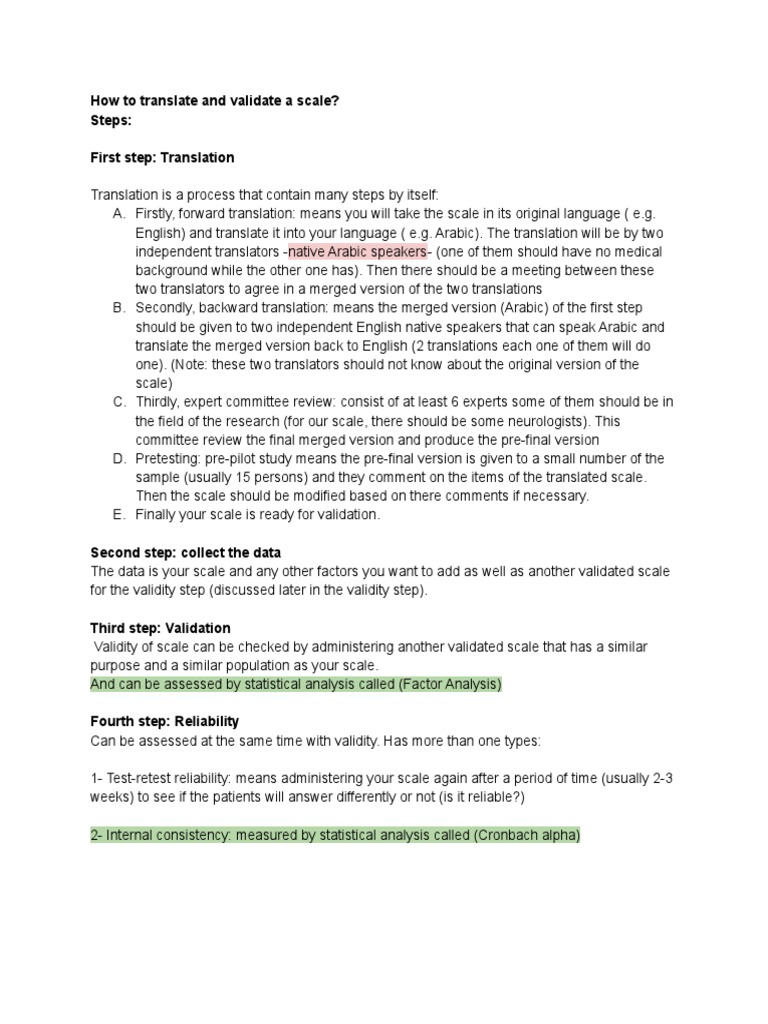 Translating and Validating Scales | PDF | Validity (Statistics ...