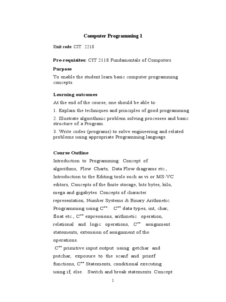 CP1 Intro | Download Free PDF | Programming | Computer Program