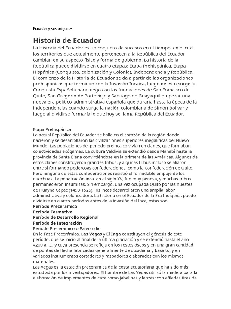 Ecuador y Sus Orígenes | PDF | Ecuador | Imperio Inca