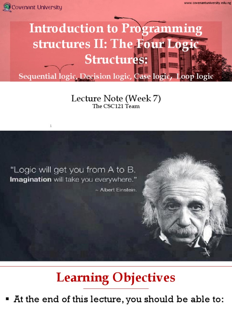 Week 7 Intro To Programming Structures Ii Pdf Algorithms Control Flow