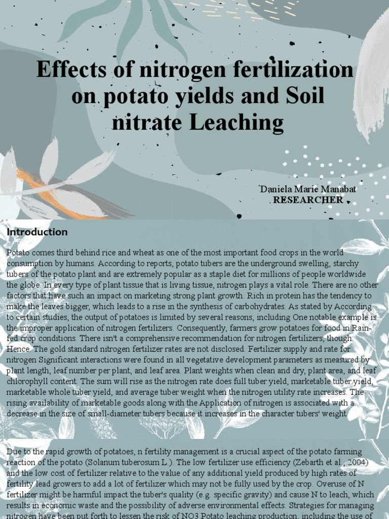Effects of Nitrogen Fertilization on Potato Yields and Soil Nitrate ...