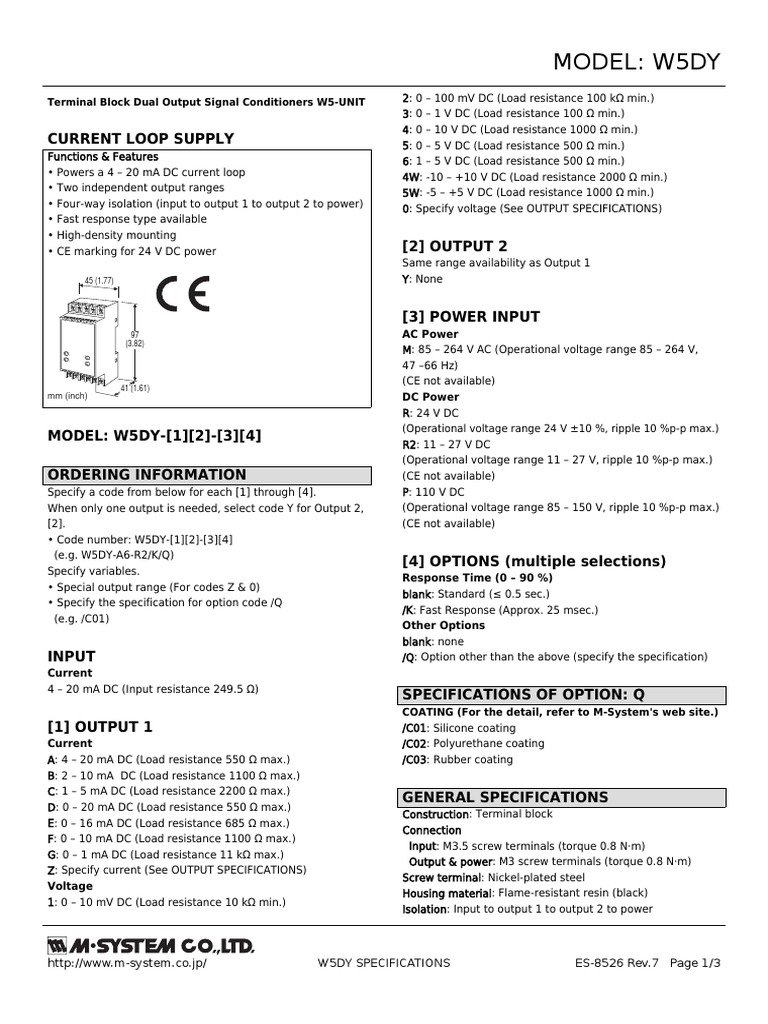 Model: W5Dy: Current Loop Supply | PDF | Alternating Current | Electricity