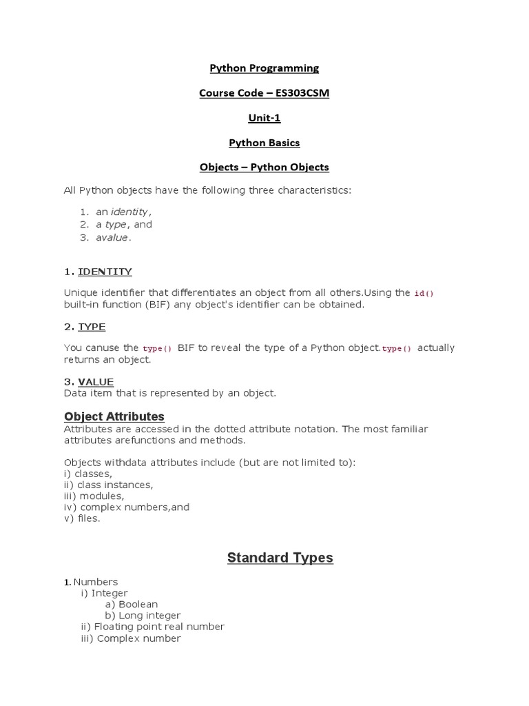 Python Unit 1 | PDF | Data Type | Boolean Data Type Python Unit 1 | PDF | Data Type | Boolean Data Type