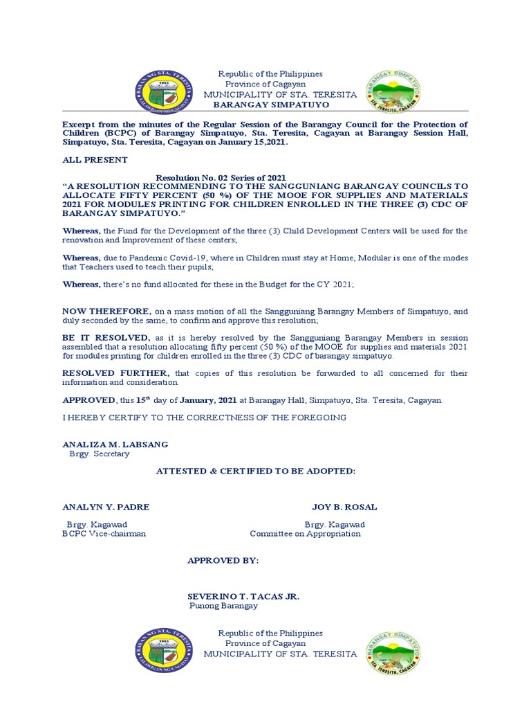 BCPC Resolutions | Download Free PDF | Government