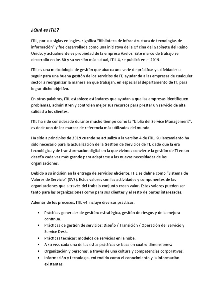 Qué Es ITIL | PDF | Itil | Calidad (comercial)