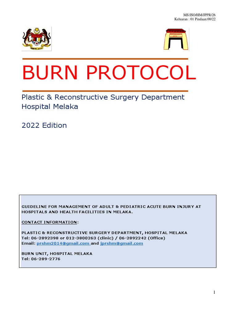 BURN PROTOCOL Hosp Melaka 2022 ILLUSTRATED | PDF | Burn | Surgery