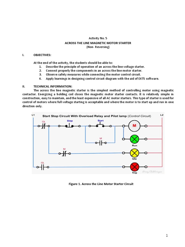 Activity 5 - Across The Line Magnetic Motor Starter (Non-Reversing ...