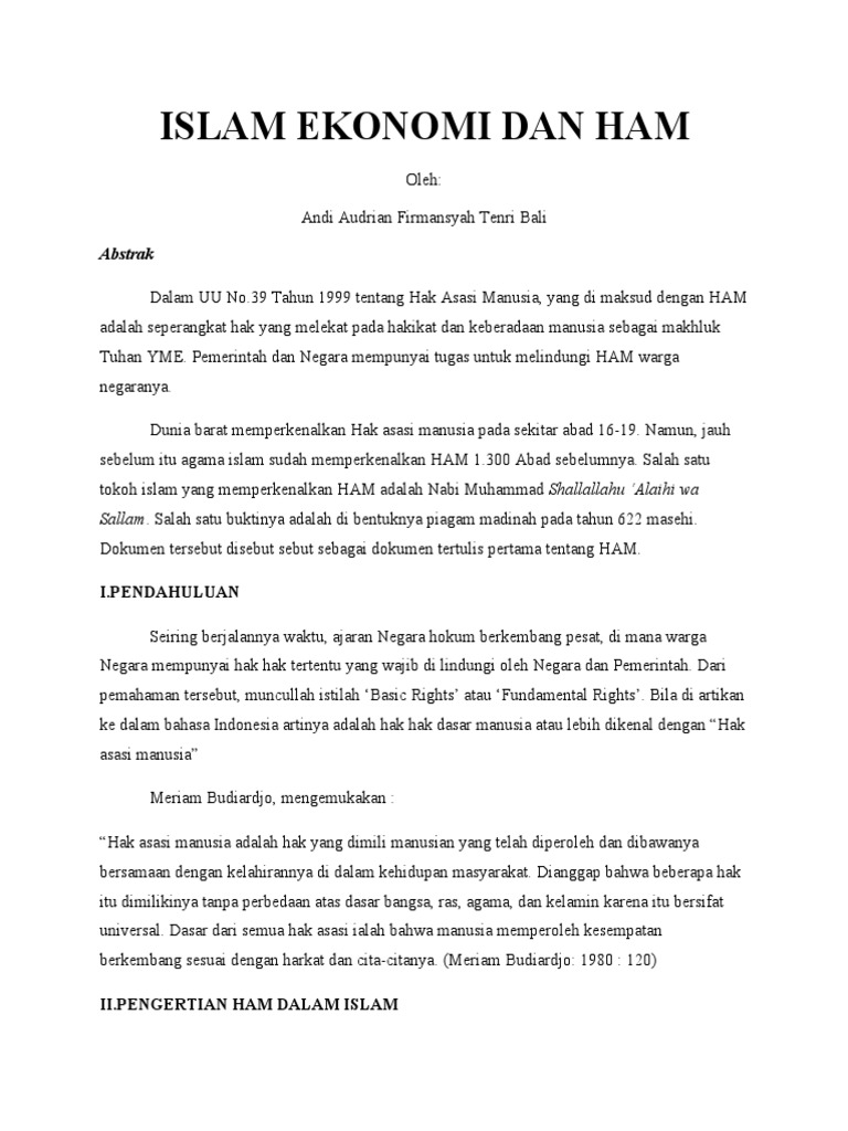 Islam Ekonomi Dan Ham | PDF | Politik