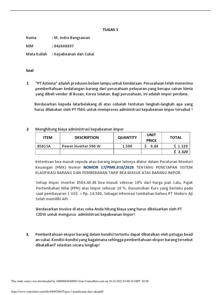 Kepabeanan Dan Cukai | PDF