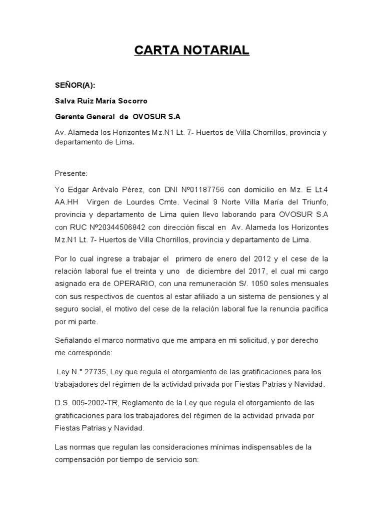 Carta Notarial 16 | PDF