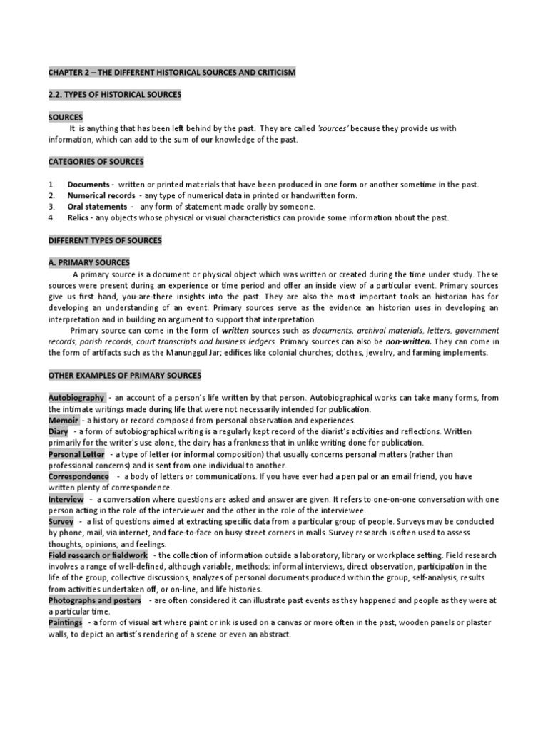 Types of Historical Sources Explained | PDF | Primary Sources | Archive