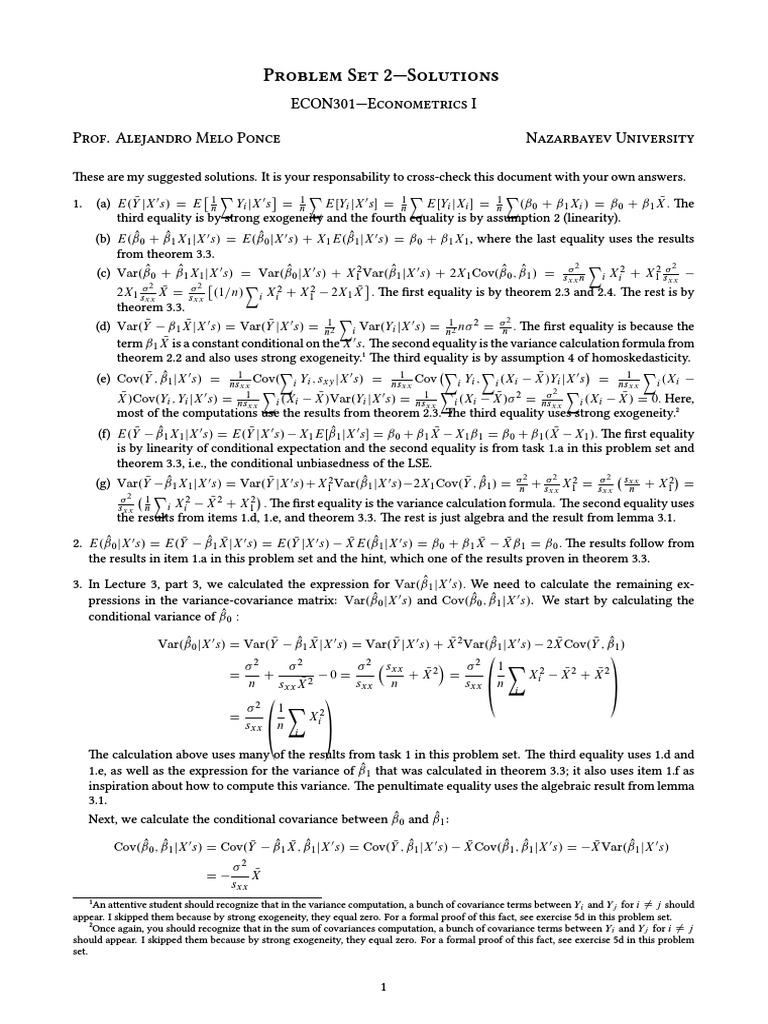 PS2 Solutions | Download Free PDF | Variance | Covariance Matrix