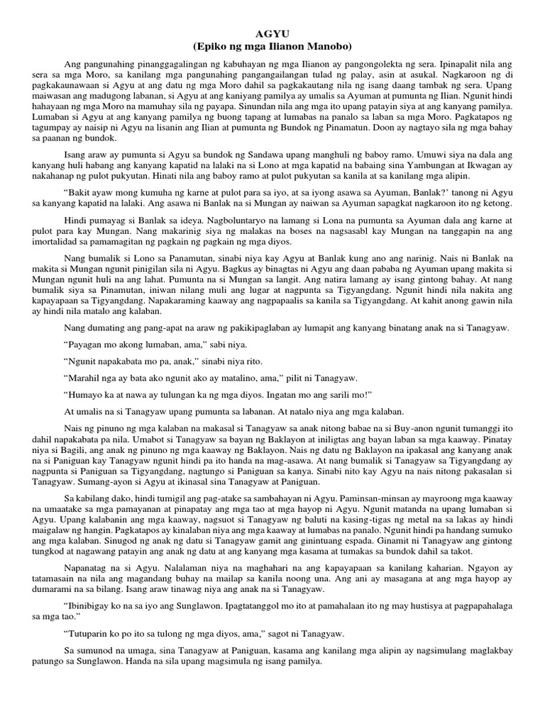 Lektura5 Epiko Agyu Sanhiatbunga Pagpapalawak-Ng-Paksa | PDF