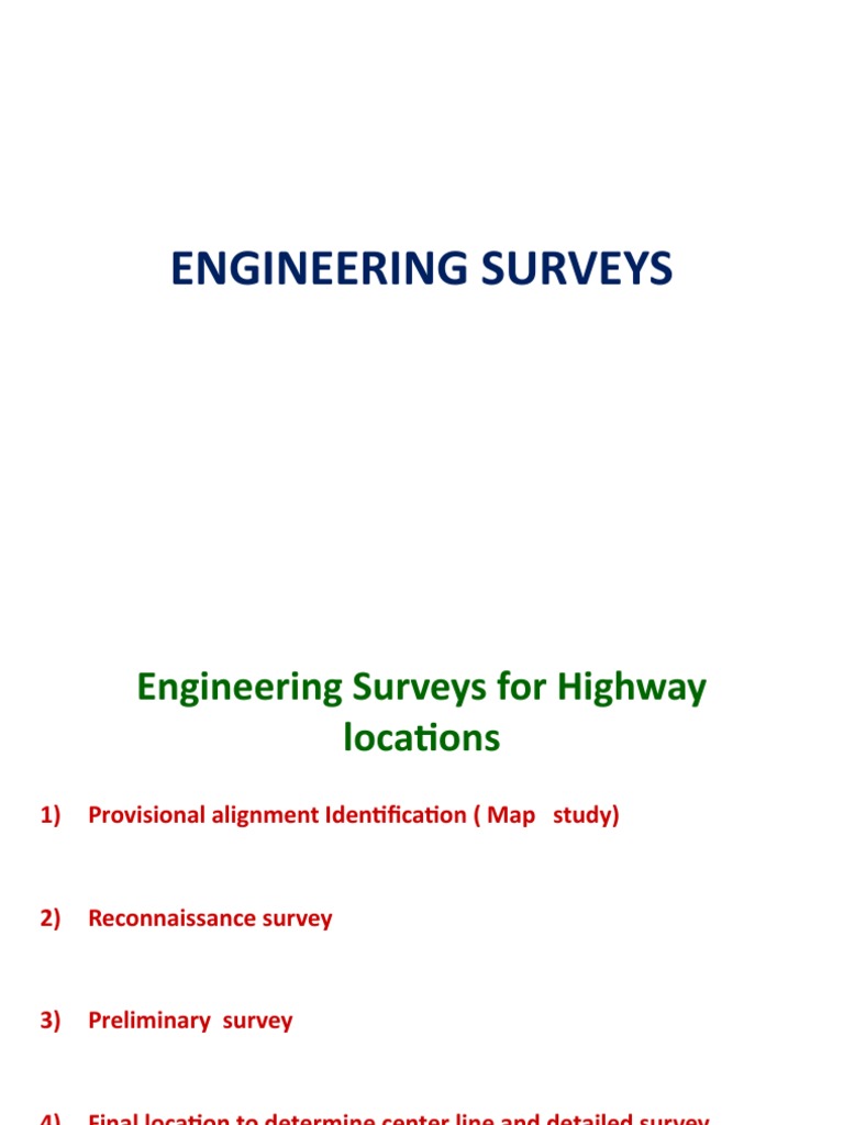Unit 1 Engg Surveys | PDF