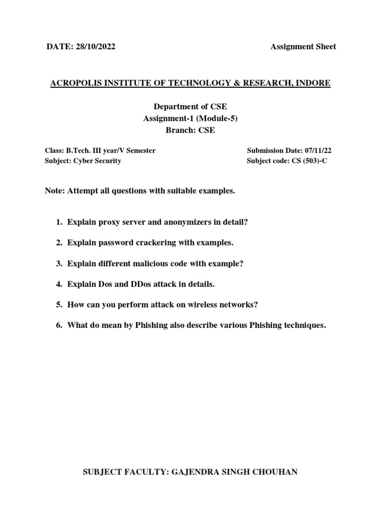 Cyber Security Assignment Guide | PDF | Computers