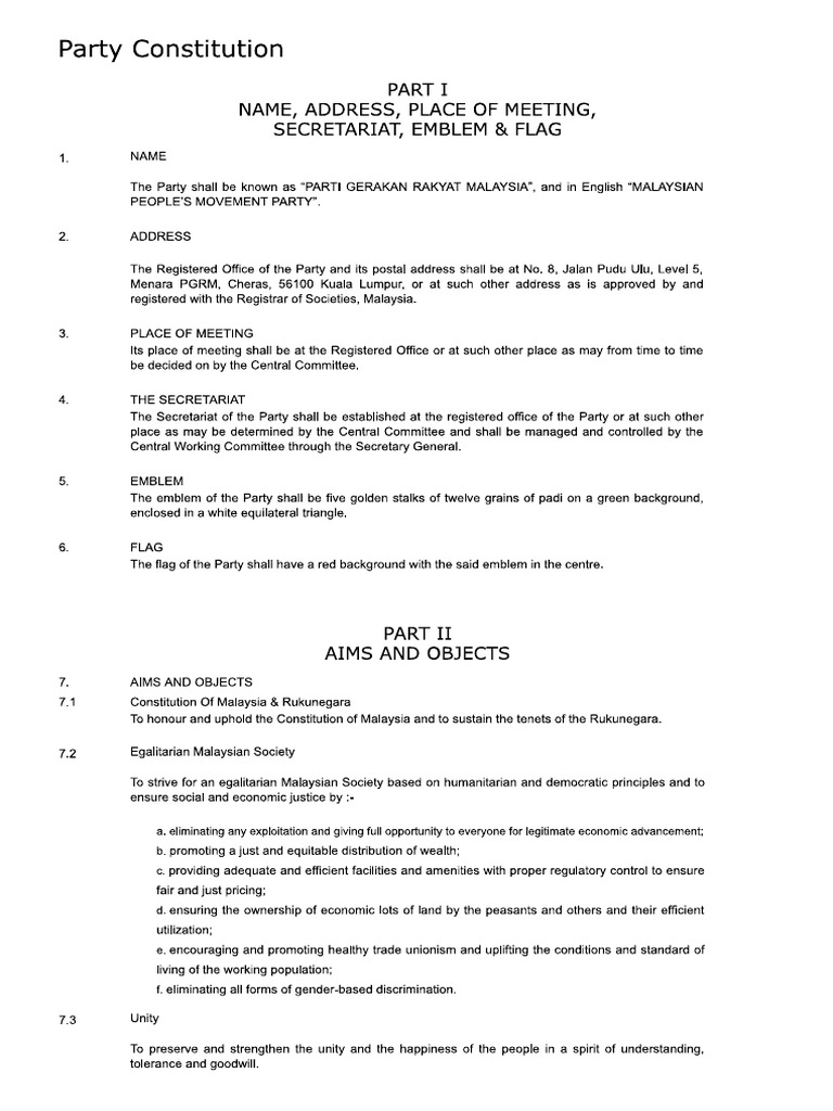 Party Constitution | PDF