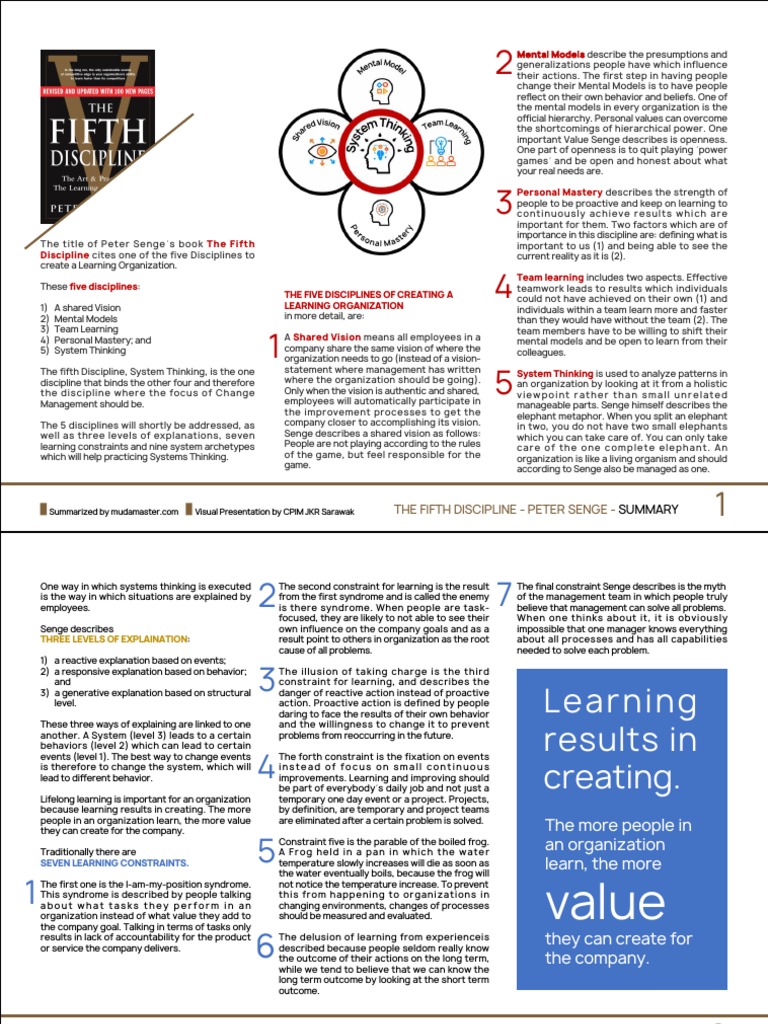 Five Disciplines for Learning Organizations | PDF | Behavioural ...