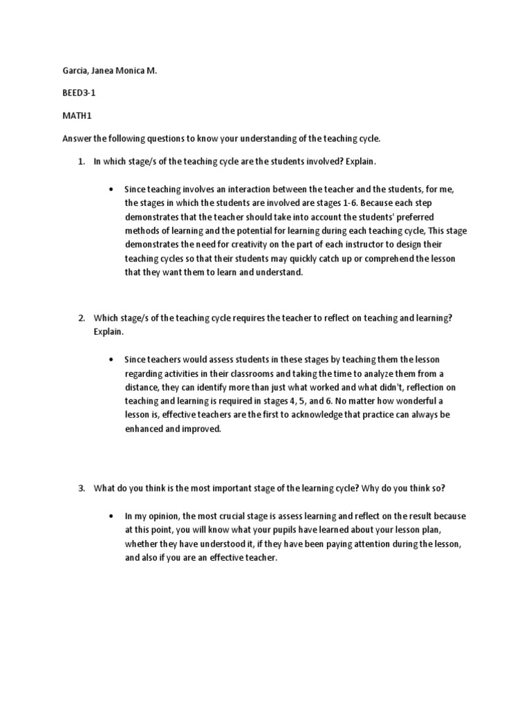 Teaching Cycle | PDF