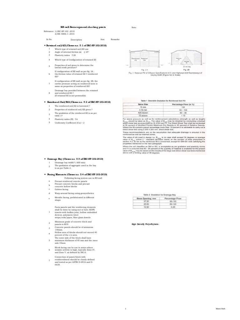 Checklist of RS Wall | PDF | Building Engineering | Materials