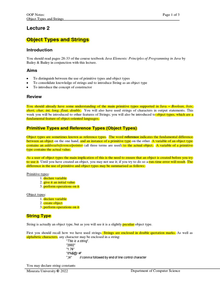 Java Oop2 Pdf String Computer Science Constructor Object Oriented Programming 5978