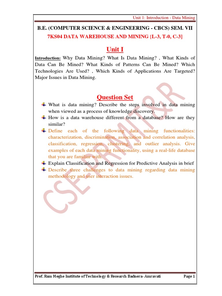 Introduction to Data Mining Process and Functionalities | PDF | Data Warehouse | Data Mining