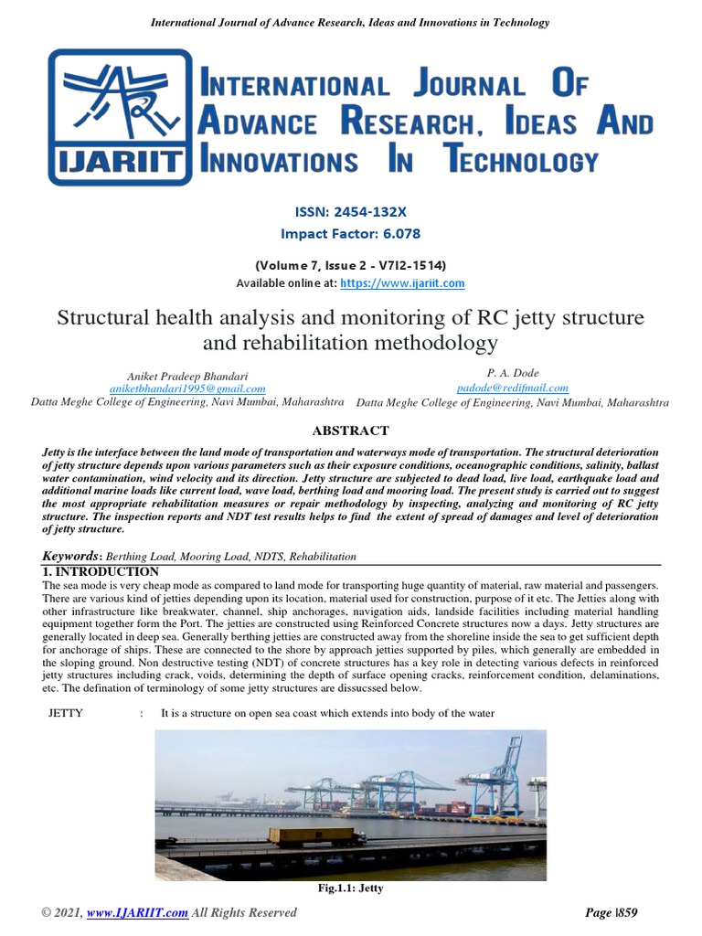 Structural Health Analysis and Monitoring of RC Jetty Structure | PDF ...