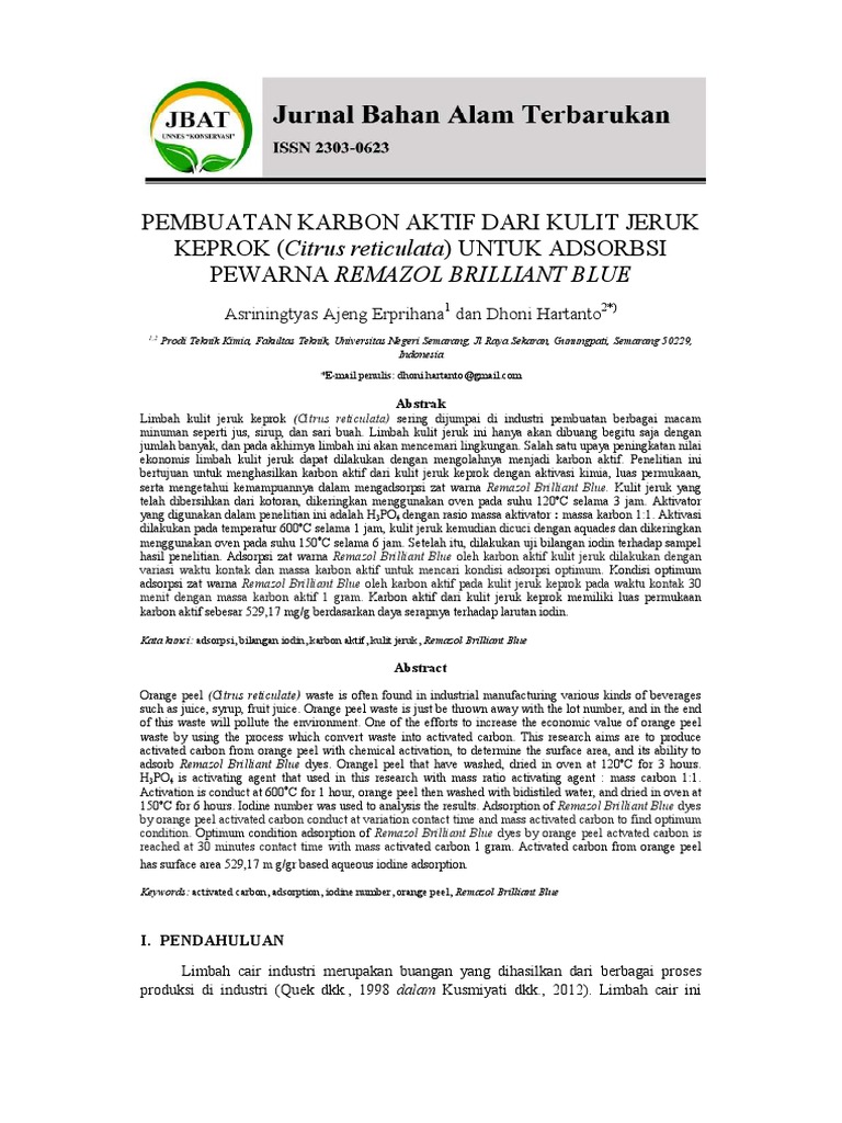 Pembuatan Karbon Aktif Dari Kulit Jeruk | PDF