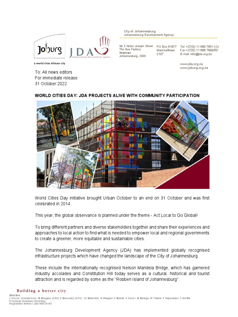 World Cities Day - Jda Acts Local To Go Global | PDF