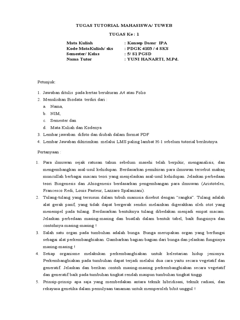 Tugas Ke 1 Kon Sep Dasar IPA | PDF