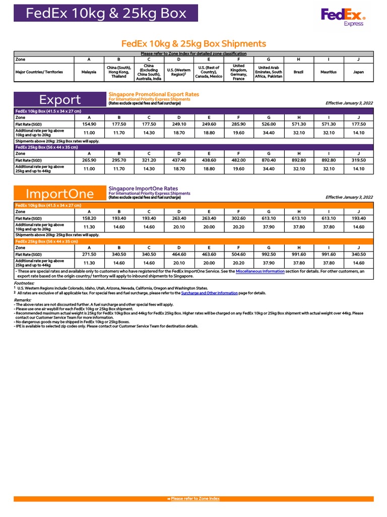 Fedex Rates Box en SG 2022 | PDF | Fee | Economies