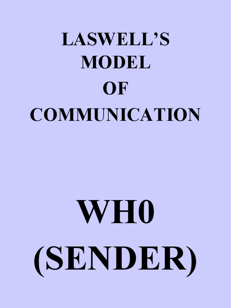 Laswell's Model of Communication | PDF