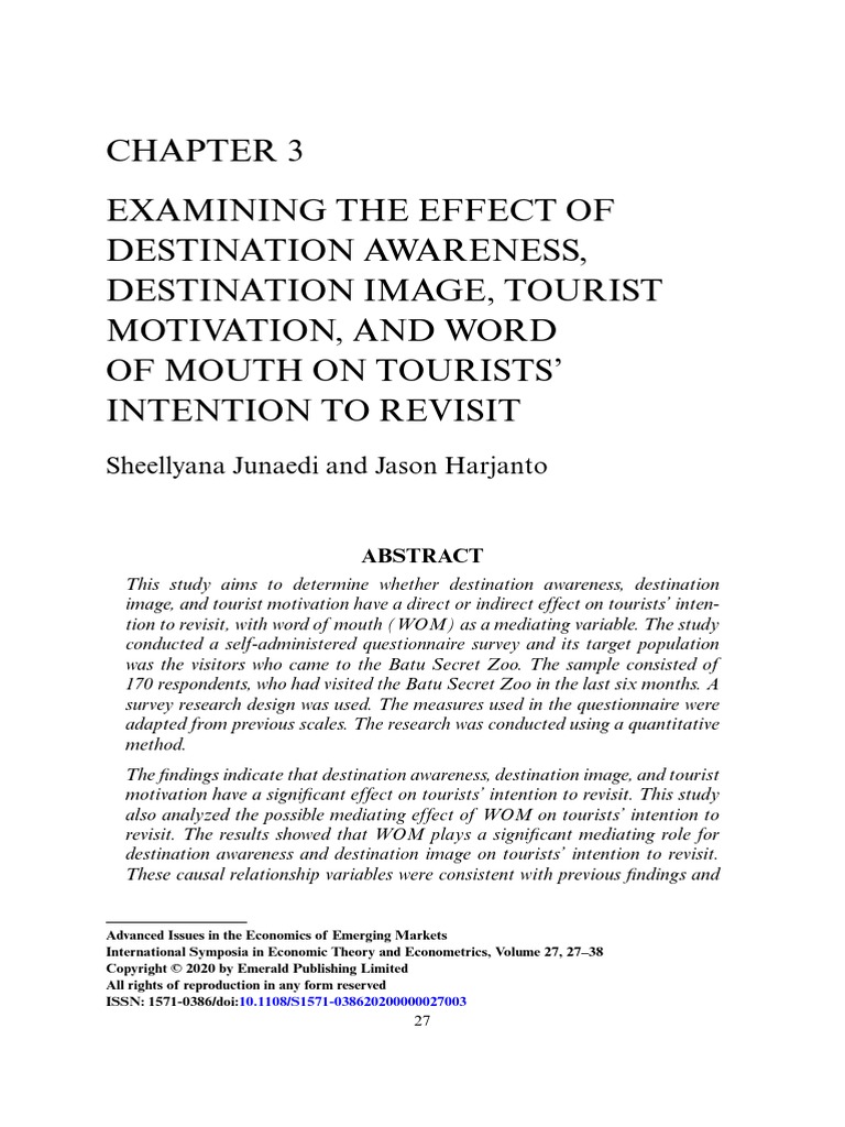 Destination Image | PDF | Tourism | Cronbach's Alpha