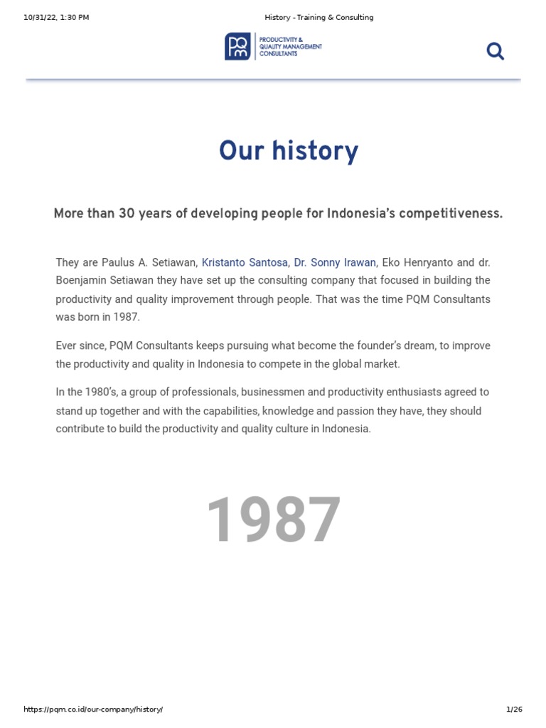 PQM - History - Training & Consulting - Brochure | PDF | Systems ...