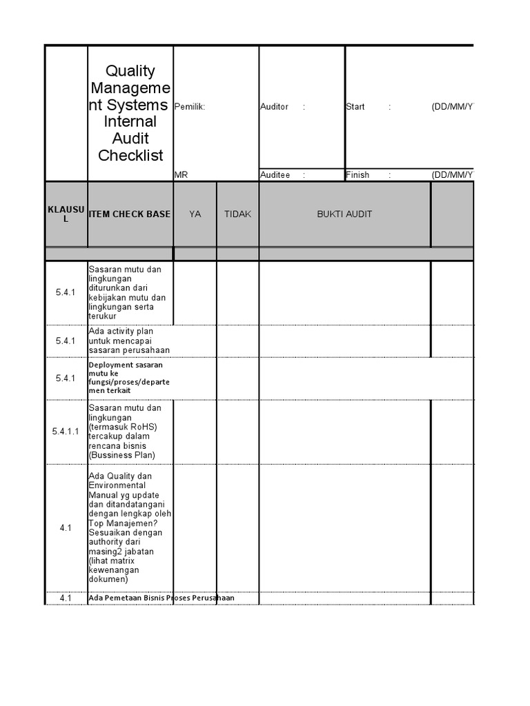 Audit Checklist | PDF