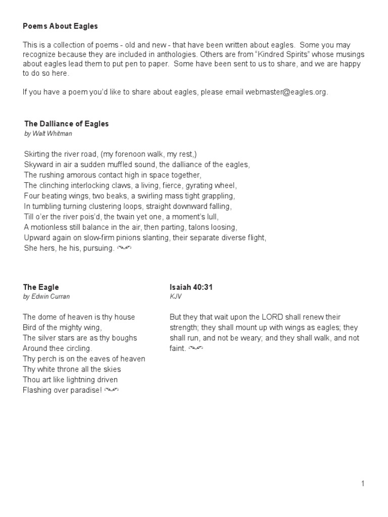 Poems About Eagles May 2017 | PDF | Bald Eagle | Eagle
