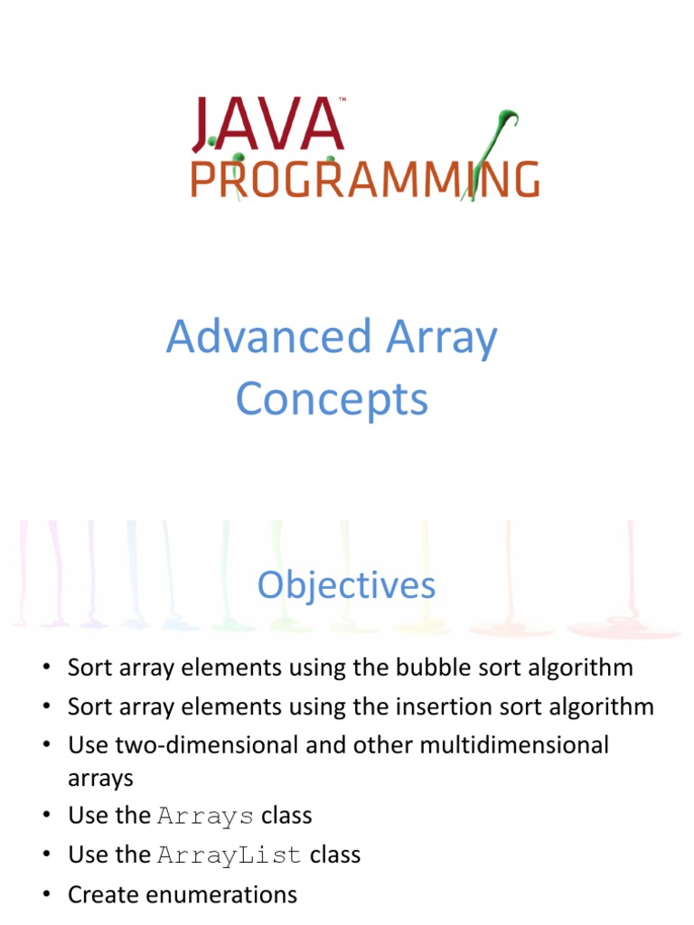OOProg21 - Advanced Array Concepts | PDF | Array Data Structure | Information Technology Management