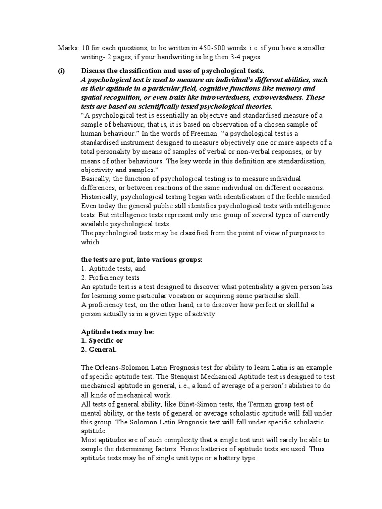 Classification and Use of Psychological Tests | PDF | Decision Theory ...