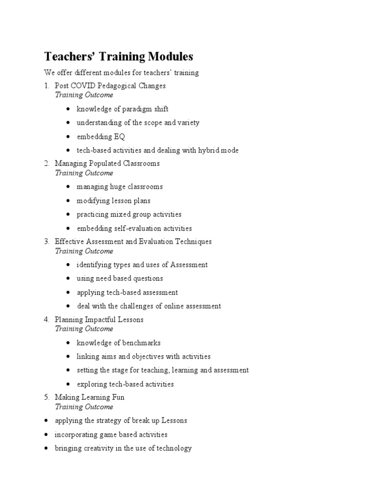 Teachers Workshop Outcomes | PDF | Educational Assessment | Learning