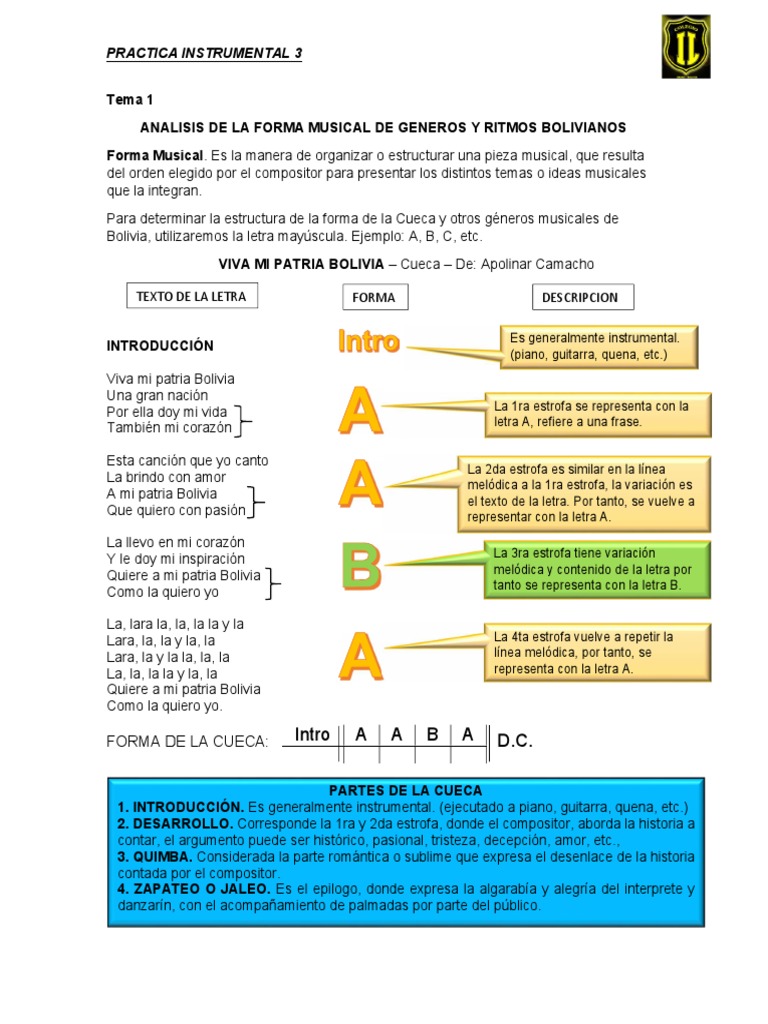 TEMA 1 - PRACTICA INSTRUMENTAL - 3ro | PDF | Letra | Formas musicales