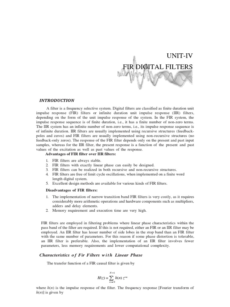 Fir Filter | PDF | Filter (Signal Processing) | Signal Processing