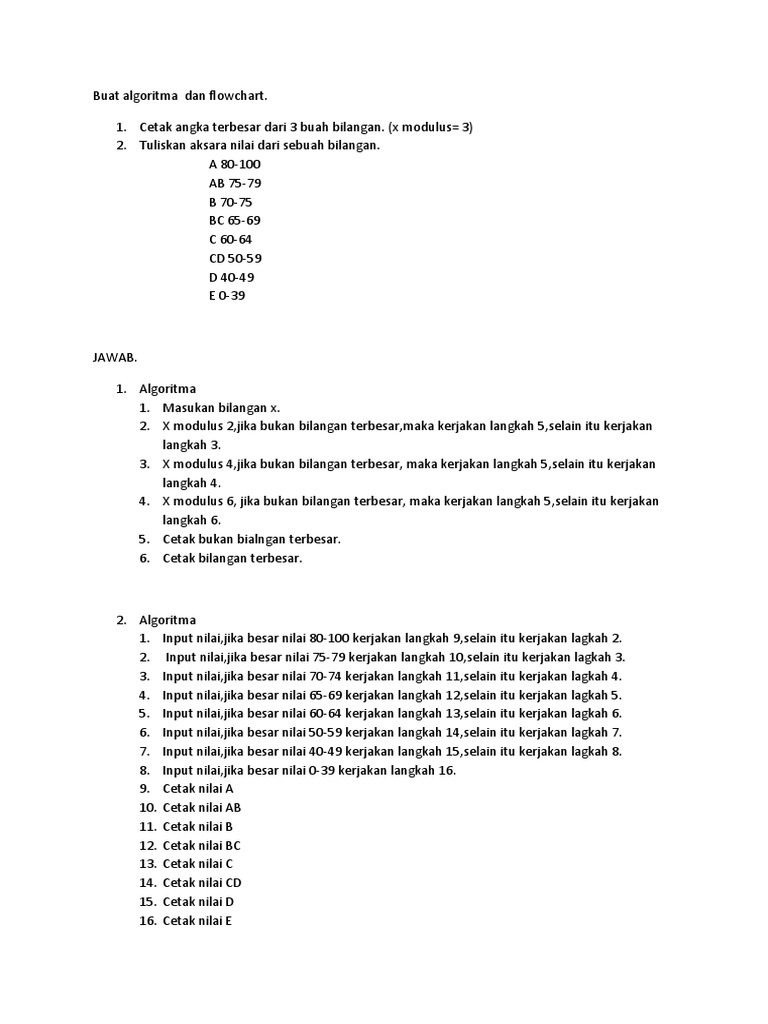 Buat Algoritma Dan Flowchart | PDF